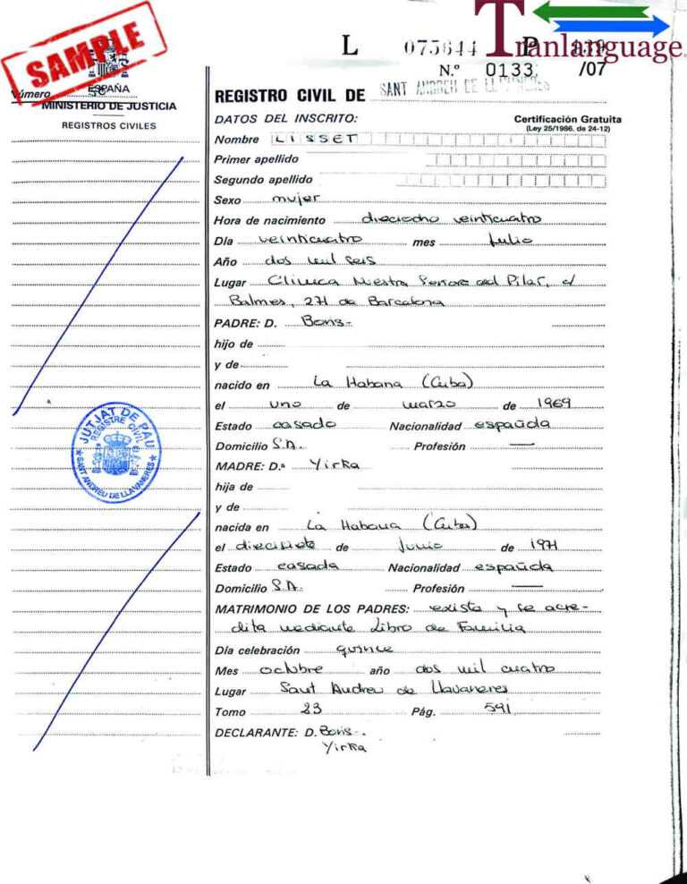 Birth Certificate Spain Inside Birth Certificate Translation Template 